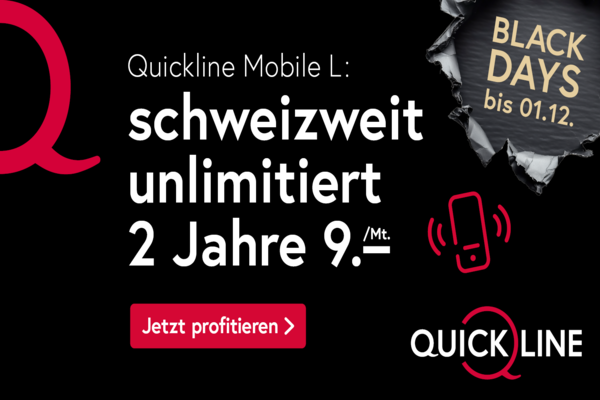Quickline Mobile L 2 Jahre 9.–/Mt. - Black Friday 2026 Toppreise.ch